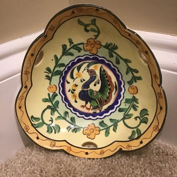 Accents | Vintage Japanese Peacock Hand Painted Triangular Shaped Bowl ...
